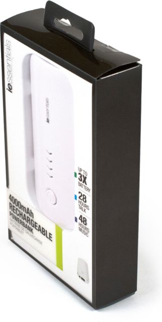 4,000 mha Power Bank - White | iEssentials | Wheaton College